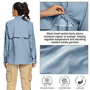 Jessie Kidden Women's UPF 50+ UV Sun Protection Safari Shirt, Long Sleeve Outdoor Cool Quick Dry Fishing Hiking Gardening Shirts (5055 Light Blue M)