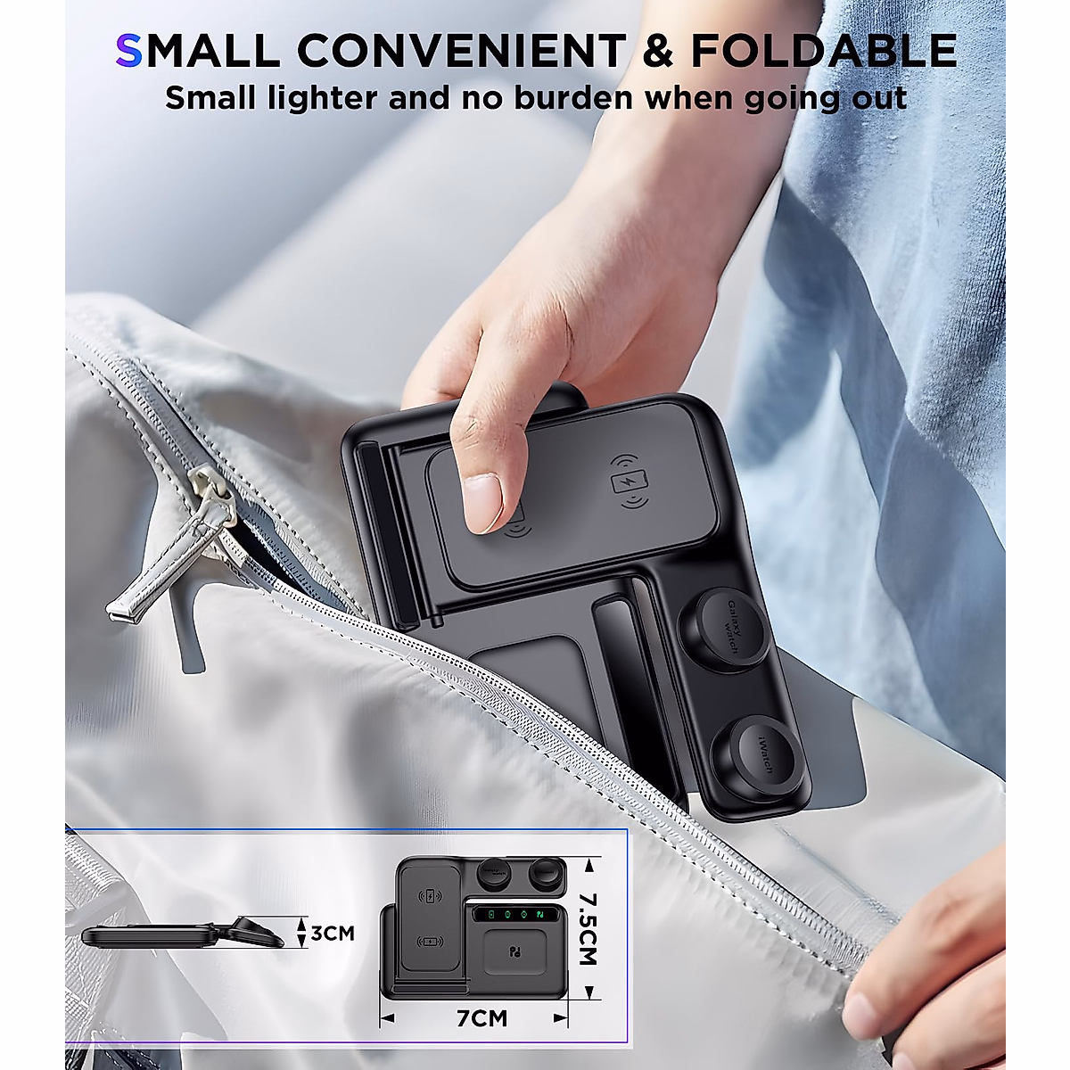 Wireless Charger for iPhone and Samsung Multiple Devices, Portable Apple Charging Station for iPhone 15/14/13/12/11/Pro/Max/Plus, for Apple Watch Charger iWatch and Galaxy Watch, for AirPods 3/2/Pro