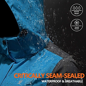 Little Donkey Andy Women's 3 in 1 Winter Ski Jacket Warm Fleece Liner Jacket Waterproof Windproof Snow Coat & Detachable Hood Blue/Grey M