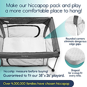 hiccapop Pack and Play Mattress Pad for (38"x26"x1") Portable Crib Playpen | Playard Mattress for Pack and Play | Pack N Play Mattress Topper with Travel Carry Bag & Soft Washable Cover