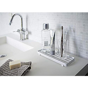 Yamazaki Home Tower bathroom trays, One Size, White