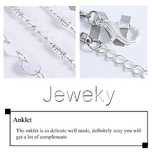 OEM Jeweky Boho Layered Sequin Anklets Bracelets Silver Beaded Foot Chain Jewelry for Women