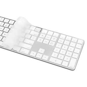 ProElife Ultra Thin Silicone Keyboard Cover Skin for 2022 Mac Studio & 2021 Apple iMac 24'' M1 Chip Magic Keyboard 2 with Numeric Keypad Touch ID A2520 Accessory U.S Enter Soft Protector, Transparent