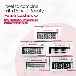 Renata Beauty Lash Glue for False Eyelash Extensions – 24 Hour Transparent Glue for False Lashes – Waterproof Cluster Lash Glue with Dual Function Flexible Brush Tube – Compatible with Glue Remover
