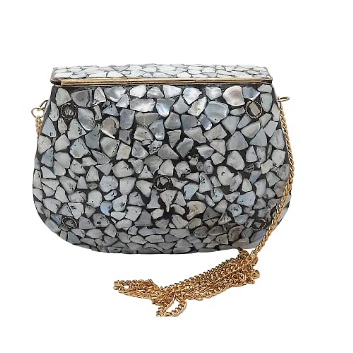 Trend Overseas Ethnic Indian Handmade Sea Shell Stone Chip Bag