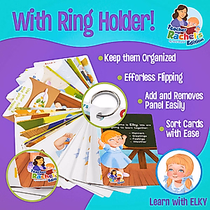 Teacher Rachel's Educational Flash Cards for Toddlers - Set Of 5 184 Cards Pre K-K Mega Flashcards Set with First Words, Alphabet, Colors, Shapes, Numbers, Manners, Greetings, Feelings, and Weather