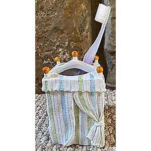 RuShi Nautical Bathroom Accessory Set, 5 pcs; 1 Lighthouse Hand Soap Holder; 1 Beach Tent Toothbrush Container; 2 Beach Chairs Glass Holders and 1 Starfish Themed soap Dish