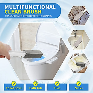 Toilet Pumice Stone Cleaning with Handle Extra Long, Pumice Stone Toilet Bowl Cleaner Brush, Remove Stains, Hard Water Ring/Limescale/Rust/Iron