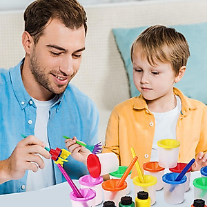 J MARK 43 Piece Toddler Painting Set – Spill Proof Paint Cups for Kids, Washable Kids Paint, Painting Tools, Kids and Toddler Paint Set with Art Smock and More