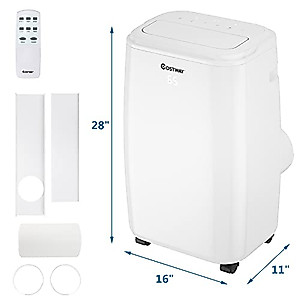 COSTWAY 1,2000 BTU Portable Air Conditioner, Cooling for space up to 450 sq. ft with 3 Modes, Multifunctional Air Cooler with Remote Control and Washable Filter, 3 Fan Speeds & Sleep Mode, Suitable for Bedroom Kitchen