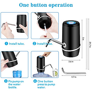 5 Gallon Water Dispenser, Electric Drinking Water Pump Automatic Portable Water Jug Pump for 5 Gallon Bottle