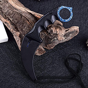 Karambit Knife Set of 2, Stainless Steel Fixed Blade Tactical Knife with Sheath and Cord Knife CS-GO for Hunting, Camping, Self Defenses and Field Survival