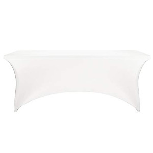 FORLIFE Spandex Table Covers 6ft，Fitted Tablecloth for 6ft Rectangular Tables, Stretch Patio Table Covers, Universal Spandex Table Cover for Wedding, Banquet, Party (6ft, White)