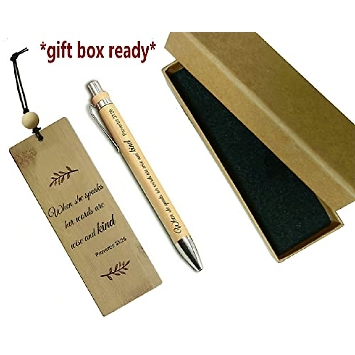 Bamboo Christian Bookmarks for Women and Men Religious Christmas Gift for Church (When she Speak)