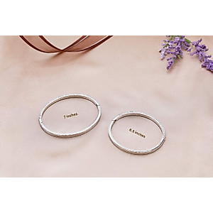 JewelryLand Rose Gold/Gold/Silver Titanium Stainless Steel Pave Cubic Zironia Simulate Diamond Stackable Oval Hinged Bangle Bracelet 6.5"-7" (6.5" Silver)