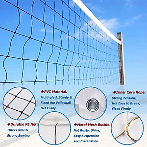Volleyball Net Outdoor, Heavy Duty Volleyball Net for Backyard, 32 x 3 FT Professional Net with Reinforced Side Tapes for Ground Pool Sports, Portable Replacement Net for Beach (Poles Not Included)