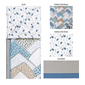 Trend Lab Florence 3 Piece Crib Bedding Set, Can Be Used As A Blanket Or A Playmat for Tummy Time, Includes Quilt, Fitted Crib Sheet and Skirt