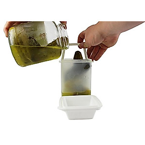 Home-X - Pickle Storage Container with Strainer Insert, The Ultimate Kitchenware Food Saver for Preserving and Keeping Edibles Fresh, White