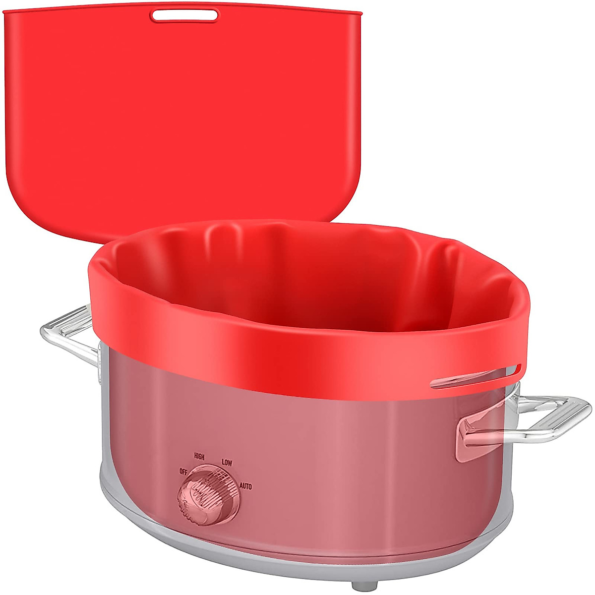 Silicone Slow Cooker Liners Bags-Compatible with Crock Pot 6 QT, Easyjoy For Crock Pot Liners Reusable Divider Bags Fit For 6 Quart Oval & Round Slow Cookers, Leakproof Dishwasher Safe BPA Free, 1PCS