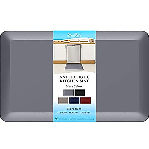 StepRite 4/5 Inch Thick Kitchen Mat Anti Fatigue Mat Kitchen Rugs Kitchen Decor Non-Slip, Stain Resistant, Waterproof Kitchen Mats Desk Mat for Kitchen, Office, Workshop, Grey, 17'' x 28''