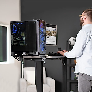 VIVO Clamp-on Desk Extender PC Desk Mount Holder with Wall Mount Option, Standard and Large Gaming Computer Case Stand, Adjustable with Secure Locking, Black, MOUNT-PC07G