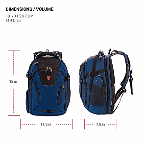 SwissGear 5358 USB ScanSmart Laptop Backpack, Blue/Black, Large