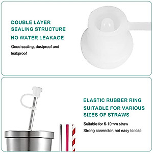 4 Pack Straw Cover Compatible with Stanley H2.0/1.0 Tumbler Cups All OZ, and Others 6-10 mm Straw, Reusable Drinking Straw Cap, Food-Grade Silicone Straw Accessories, Soft Straw Topper, Transparent