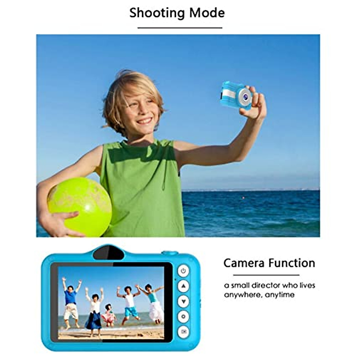 Multifunction Kids Digital Camera for Kids Birthday New Year Gifts Camera 3.5inch Screen Rechargeable Front and Back Double Lens 2mp for Boys Girls 2023 (Blue)