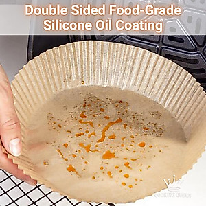 Air Fryer Disposable Paper Liner, Disposable Fryer Paper Pads, Non-Stick Air Fryer Lined Oil Resistant, Waterproof, Food Grade Baking Paper Baking Microwave Baking Paper (100, 8" Round)