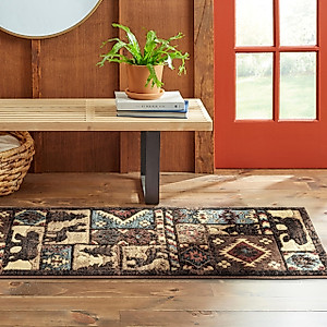 Home Dynamix Buffalo Bear Area Rug, 1'10"x6'10", Brown/ Red, Rectangular