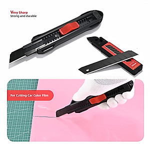 EHDIS 3pcs 18mm Retractable Utility Knife, Heavy Duty Aluminum Alloy Snap-off Auto-Lock Box Cutter with 10pcs 60 Degree Sharp Blades for Cartons, Cardboard and Boxes, Perfect for Office and Home Use