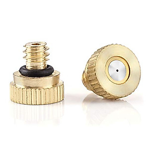 CozyCabin 20 Pcs Low Pressure Brass Misting Nozzles Misting Water Mister Nozzle for Garden, Patio, Greenhouse, Outdoor Cooling Mister System 0.016" Orifice (0.4mm) Thread UNC 10/24