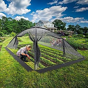 YITAHOME 12x9FT Pond Net Pond Cover Dome Balcony Koi Ponds Covers with 3 Zipper Doors and Storage Bags, Fish Pond Leaf Netting Cover Dome Net