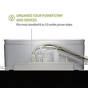 UT Wire In-Box Extra Large Cable Organizing Management Box for Under Desk Surge Protector Concealer White