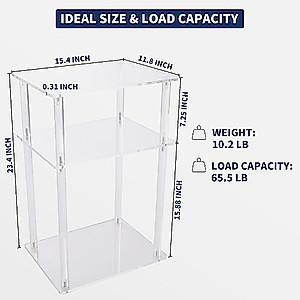 CRAFTFORCE Clear Acrylic Side Table, 3-Tier Acrylic End Table for Living Room, 15.4 L x 11.8" W x 23.4" H Acrylic Nightstand Bedside Table for Bedroom, Multifunctional Modern Design Home Accent Table