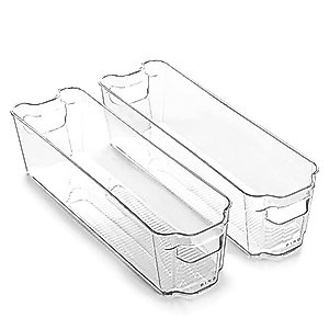 BINO | Stackable Storage Bins, Small - 2 Pack | THE STACKER COLLECTION | Clear Plastic Storage Bins | Built-In Handles | BPA-Free | Containers for Organizing Kitchen Pantry | Multi-Use Organizer Bins