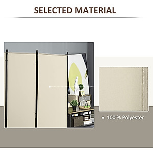 HOMCOM 3 Panel Room Divider Screen, 6 Ft Tall Folding Privacy Screen, Freestanding Partition Wall Divider for Indoor, Home Office, Beige