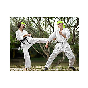 Neon Green Head Tie, Tennis Headband Tie Back, Sweat Wicking Quickly Dry Hair Band for Men Women Kids Girls Boys, Sweatband Head Wraps for Tennis, Basketball, Running, Workout