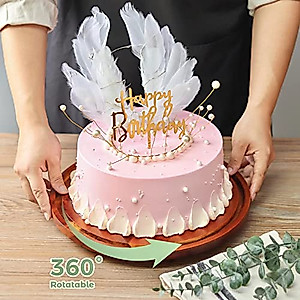 WEHOME Rotating Cake Stand with Dome，Acacia Wood with Acrylic Lid,Revolving Cake Diaplay Plate Holder with Clear Cake Cover for Cakes，Cupcakes，Pastries,Cookies,Desserts&etc.