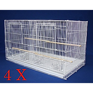 New Set of 4 Large Breeding Bird Carrier Cage with Center Divider (30" x 18'" x 18", White)