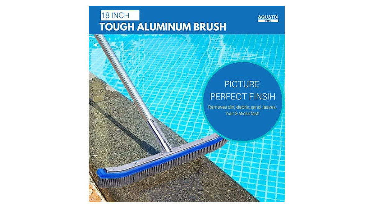 Aquatix Pro 18" Heavy Duty Pool Brush - Clean Walls, Tiles