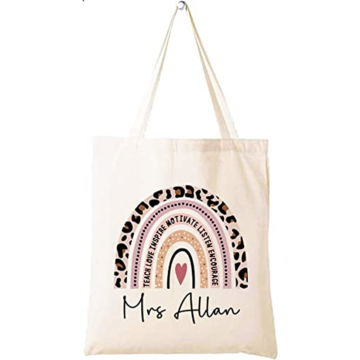 Nazenti Personalised Teacher tote bag, Custom Teacher Tote Bag, Rainbow Tote Bag, Teacher Gift, School Gift for Teacher, Funny teacher tote bag,