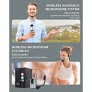 ttstar Wireless Microphone System Headset/Stand/Lavalier Mic with Rechargeable Bodypack Transmitter Receiver for PA Speaker, Camera, Recording, Teaching, Church