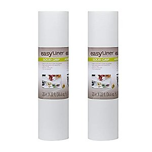 Duck 281875 Solid Grip EasyLiner Shelf Liner - White, 20 in x 22 ft Roll, 2 Rolls