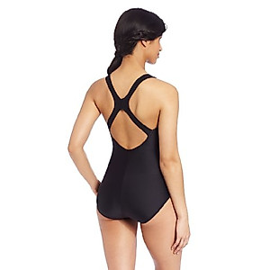 Speedo Women's Swimsuit One Piece PowerFlex Ultraback Solid , Speedo Black, 8 Long