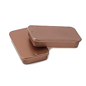 Tighall 8PCS Metal Slide Top Tin Containers Rectangle Tin Box Empty Storage Tins for Lip Balm Candles Crafts Candies Jewelry Crafts (2.2"*1.1"*0.4",Rose Gold)