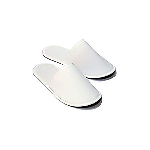 CHOCHILI 5 Pairs Fabric Packed Disposable Hotel Slippers for Airbnb Spa Salon Party Wedding Guests - Fits up to Adult US Men Size 10 & Women Size 11, White