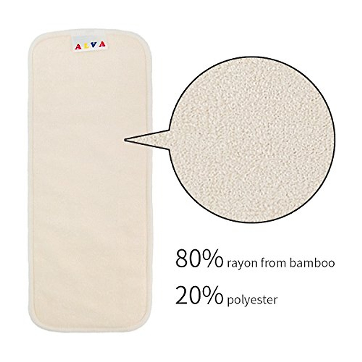 ALVABABY 4 Layers Cloth Diaper Inserts, Rayon from Bamboo Inserts,Reusable Cloth Diaper Inserts Overnight 12pcs 12MB