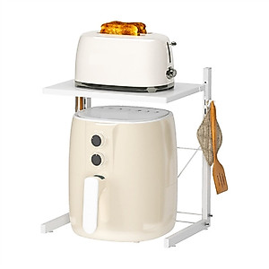 Microwave oven rack Air Fryer Storage Rack For Household Double-layer Rice Cookers, Microwave Ovens, Kitchen Layered Adjustable Small Household Appliance Storage Rack Kitchen storage rack (Color : Br