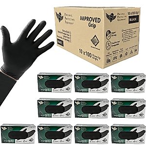 S&G Black Nitrile Gloves Heavy-Duty Latex & Powder Free - For Cleaning, Construction, Mechanic, Food Prep | 6 Mil - 1000 | Large
